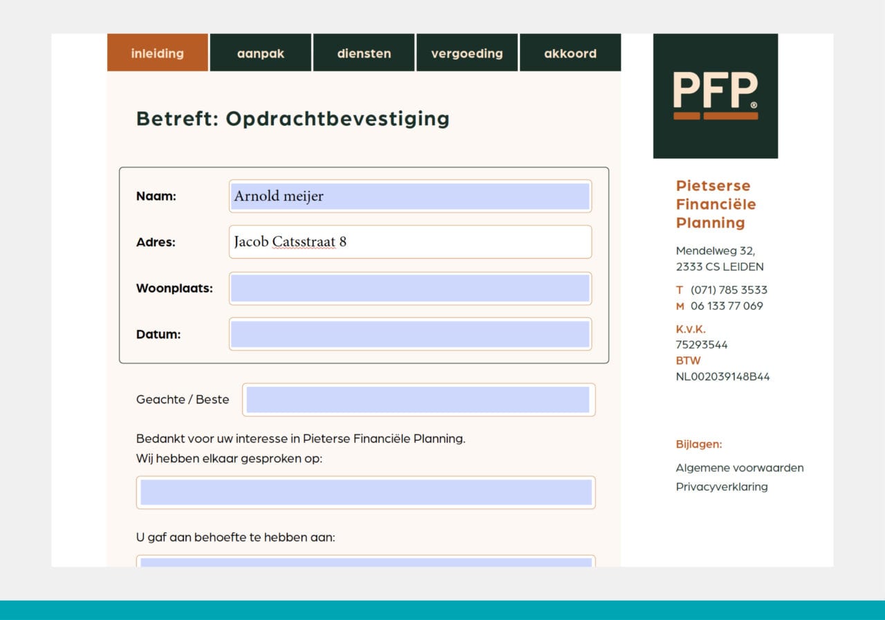 Invulbaar pdf formulier - Blue Robin